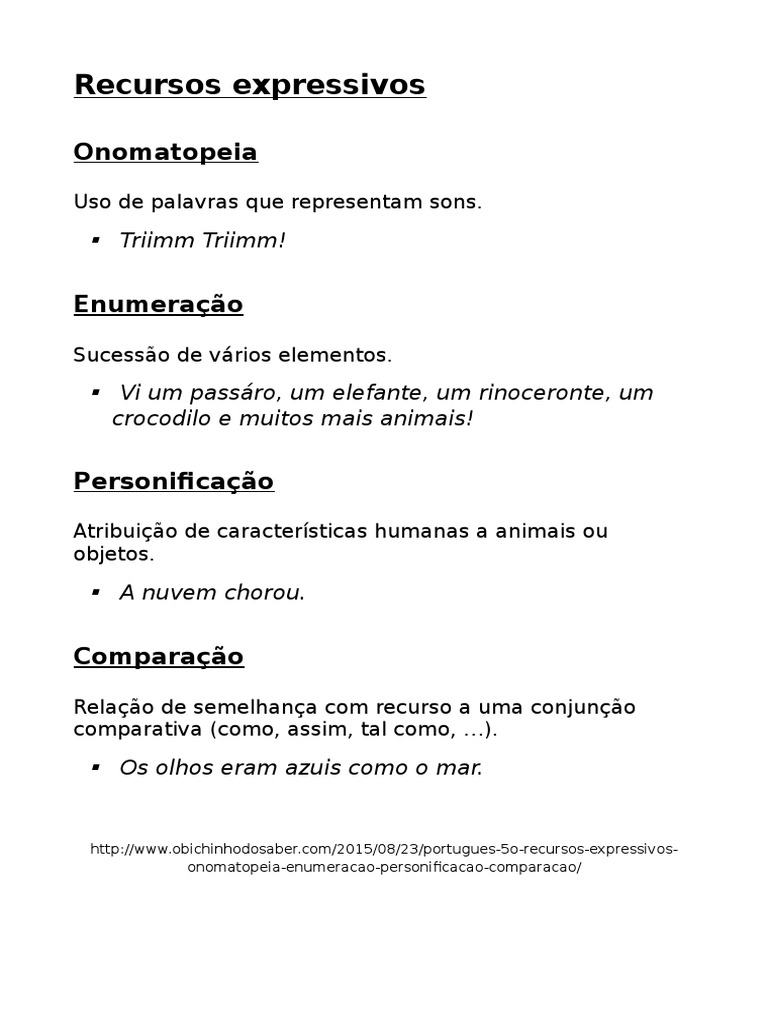 Recursos Expressivos - 5.º Ano | PDF