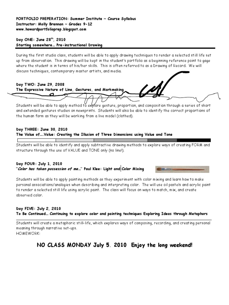 Port Prep Course Syllabus 2010 | PDF | Drawing | Paintings
