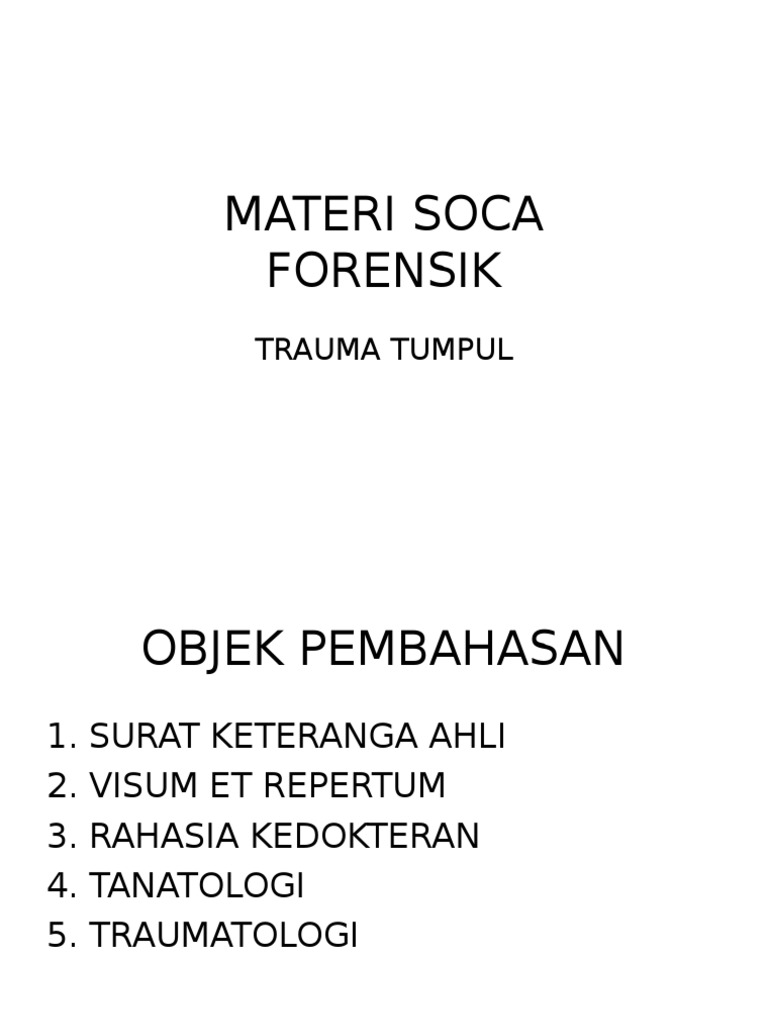 Materi Soca - Trauma Tumpul | PDF