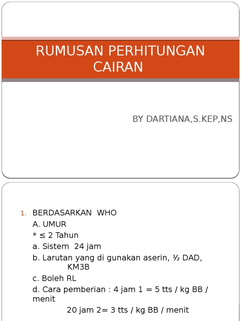 Rumusan Perhitungan Cairan | PDF | Sains & Matematika
