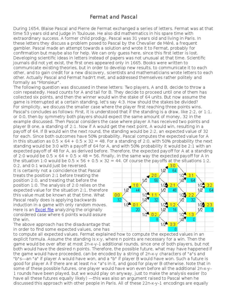 Fermat and Pascal | Expected Value | Probability