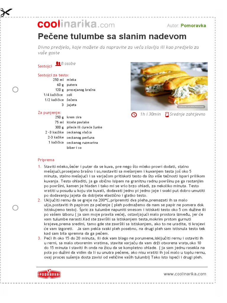 Pecene Tulumbe Sa Slanim Nadjevom | PDF