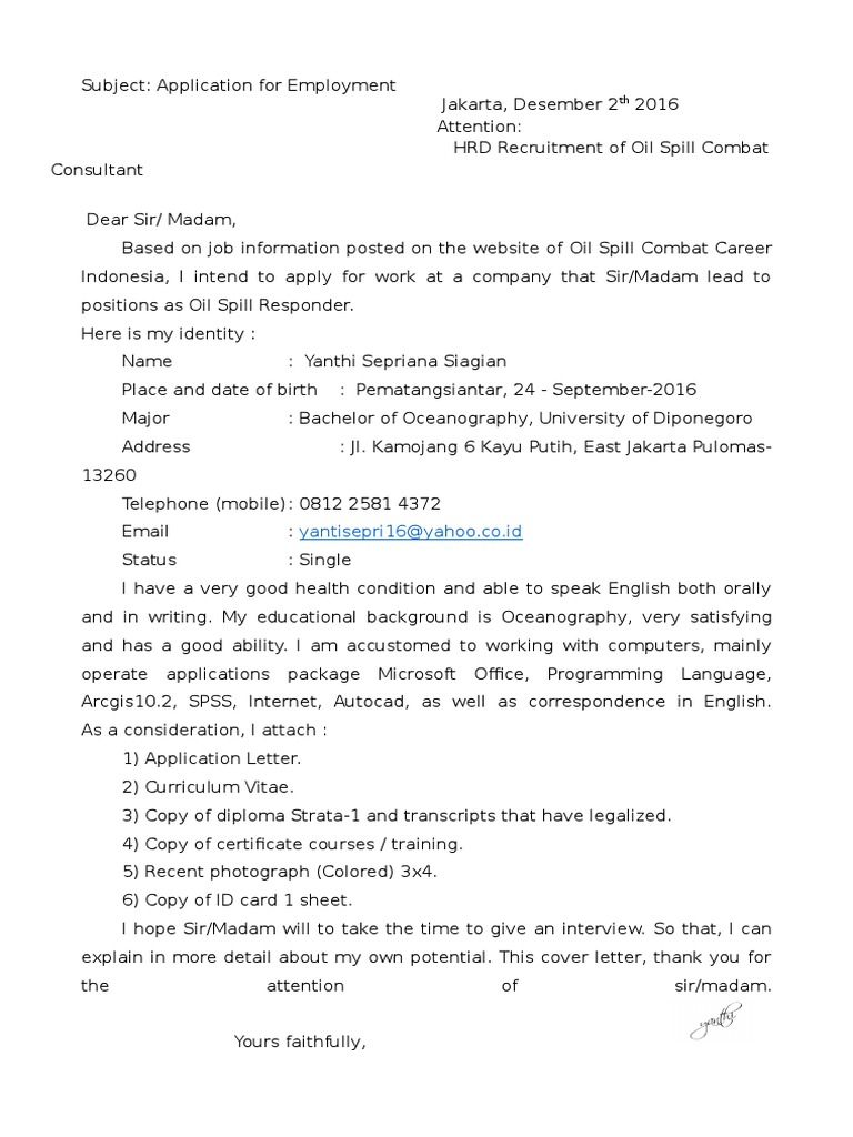 Subject Cover Letter | PDF