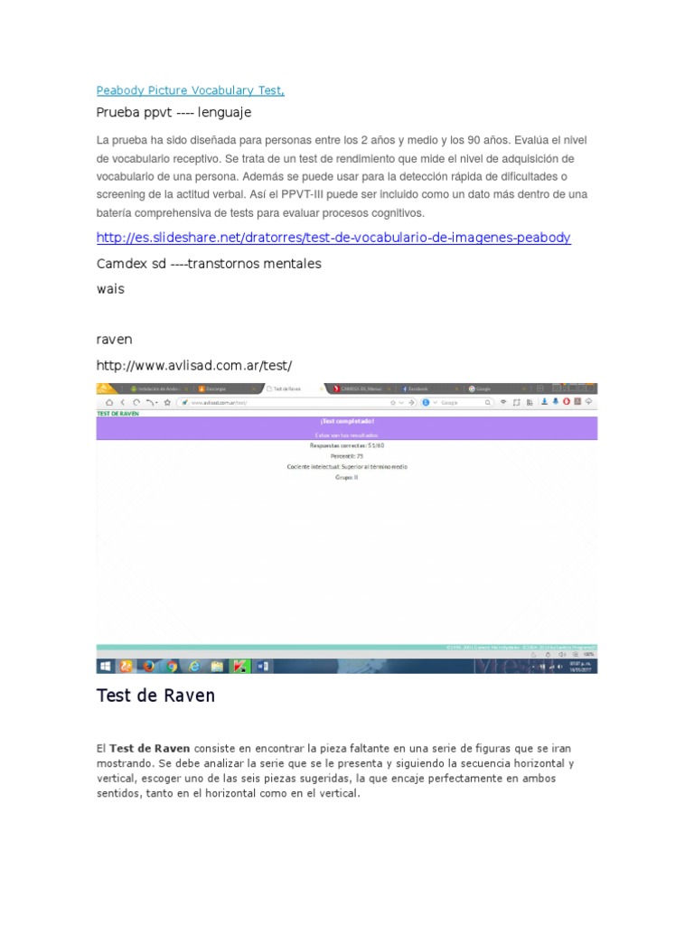 Peabody Picture Vocabulary Test | PDF | Escala de inteligencia para ...