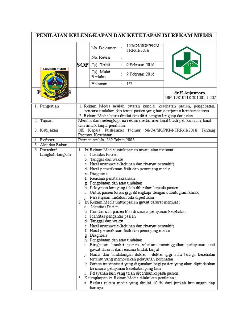 Sop Rekam Medis - Perumperindo.co.id