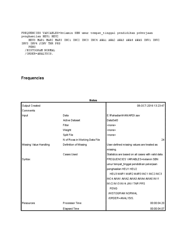 Frequencies Variables | PDF