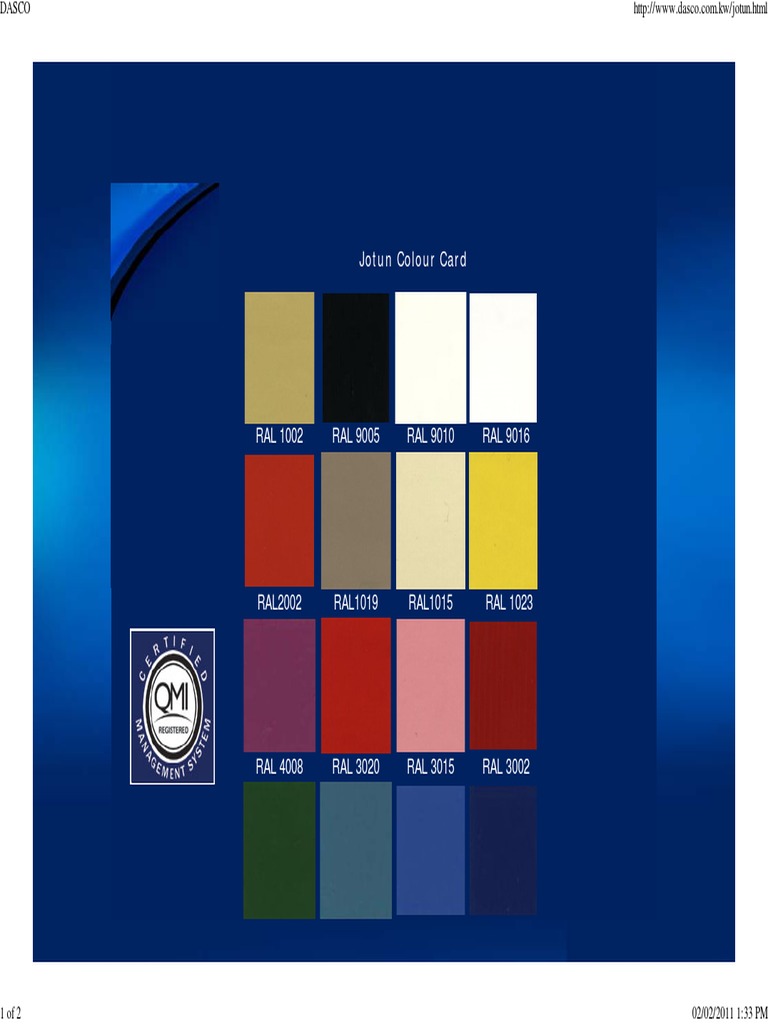 Jotun RAL Colour Chart Overview | PDF | Home & Garden | Science ...