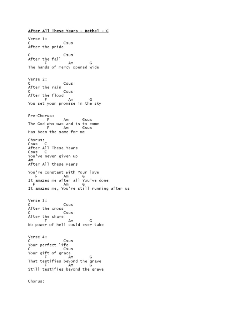 After All These Years - Bethel Music Brian Johnson Chords PDF | PDF ...