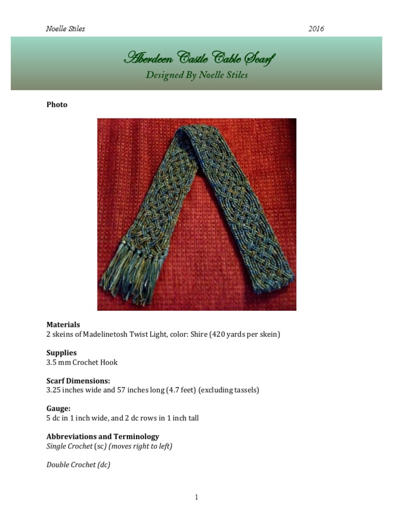 Aberdeen Castle Scarf r1 | PDF | Crochet | Yarn