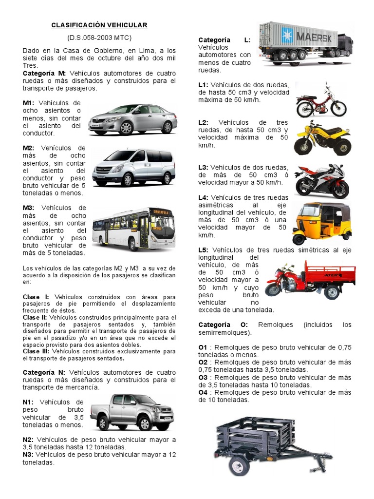 Clasificacion Vehicular | PDF