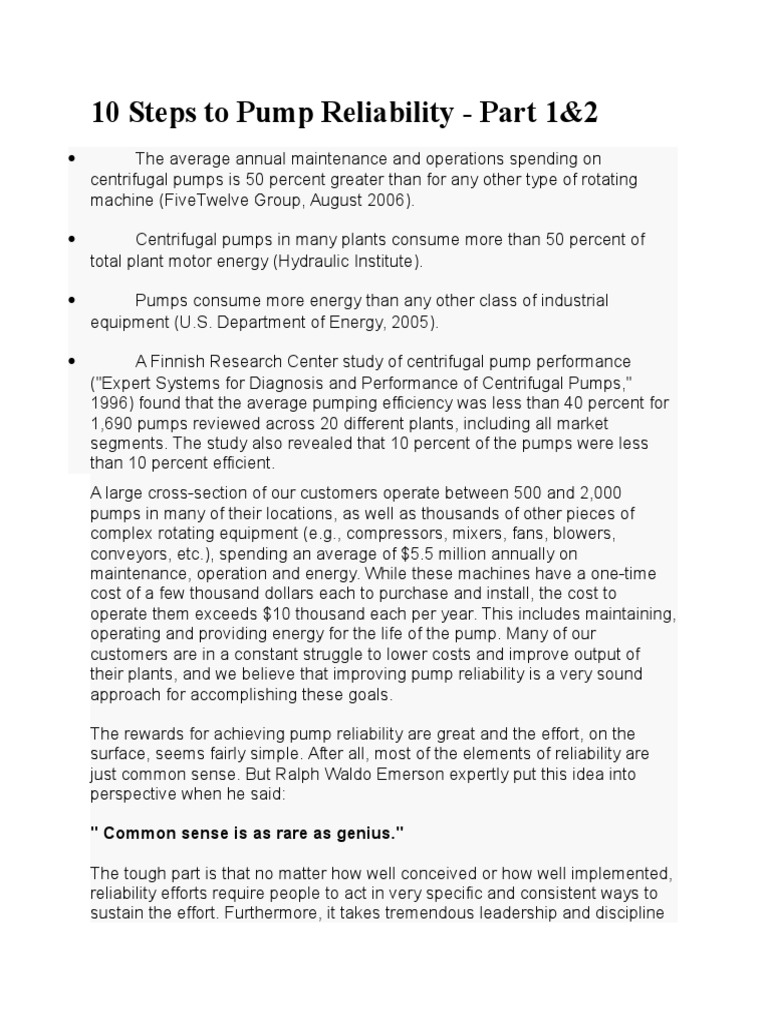 10 Steps To Pump Reliability | PDF