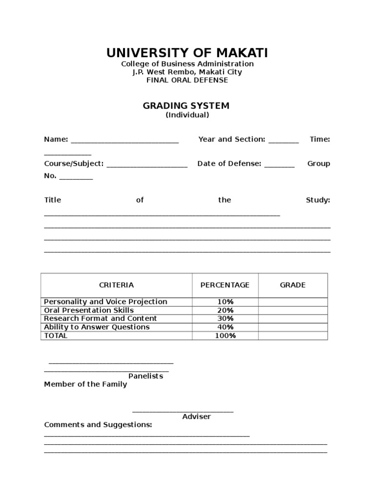 University of Makati: Grading System | PDF | Cognition | Communication