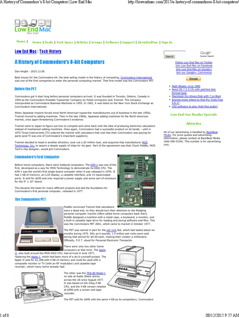 A History of Commodore's 8bit Computers | PDF | Floppy Disk | Personal ...