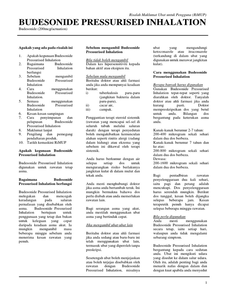 Budesonide Pressurised Inhalation 200mcg (Budesonide) Biocare ...