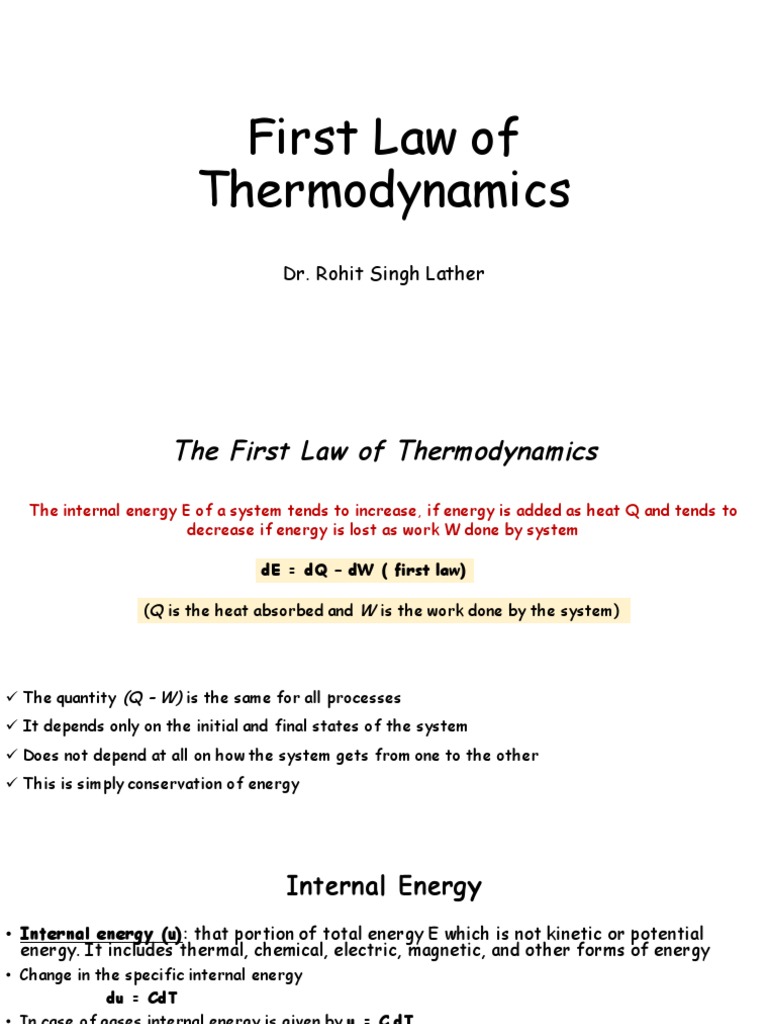 First Law of Thermodynamics Explained | PDF | Enthalpy | Heat
