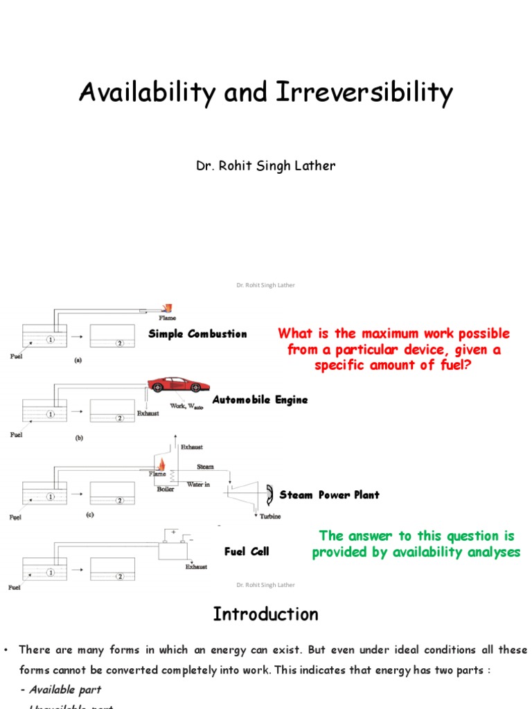 Availability and Irreversibility | PDF | Exergy | Entropy