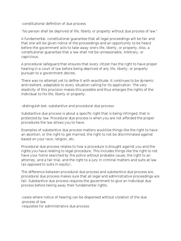 Constitutional Definition of Due Process | PDF | Due Process Clause ...