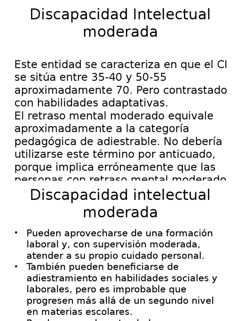 Discapacidad Intelectual Moderada | PDF | Discapacidad intelectual ...