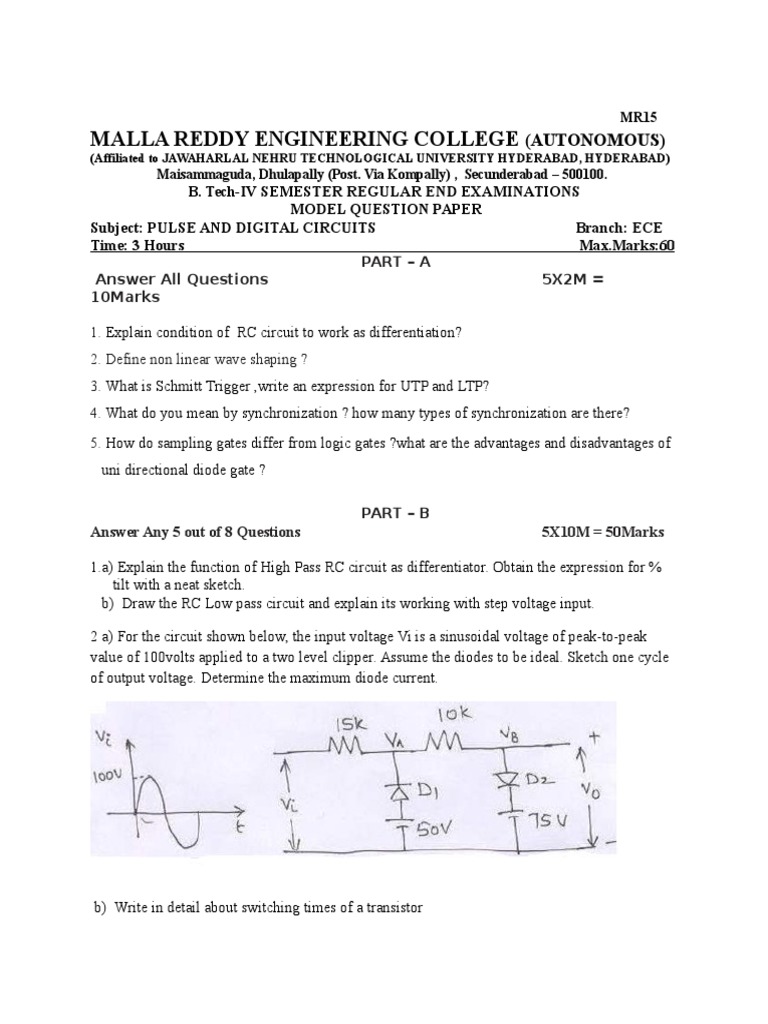 PDC Model Question Paper | PDF | Electronic Circuits | Bipolar Junction ...
