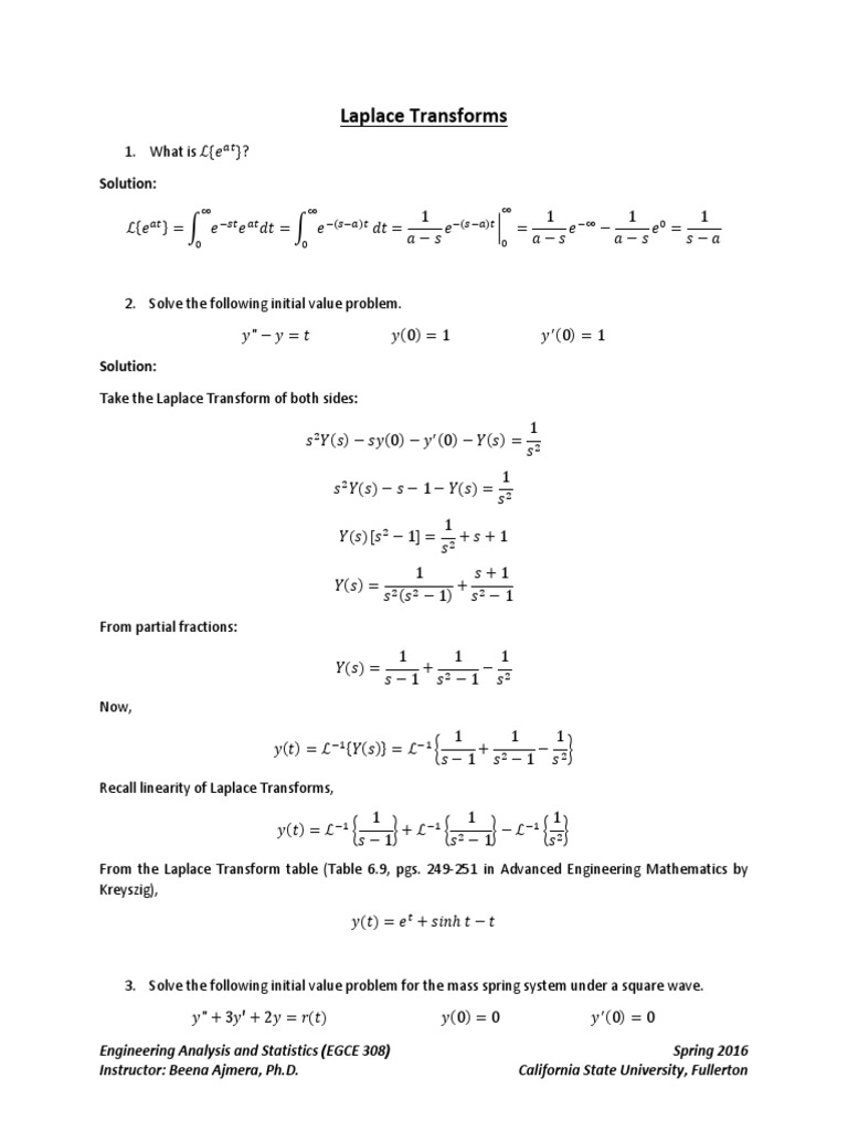 EPS Laplace Transforms | PDF | Laplace Transform | Equations