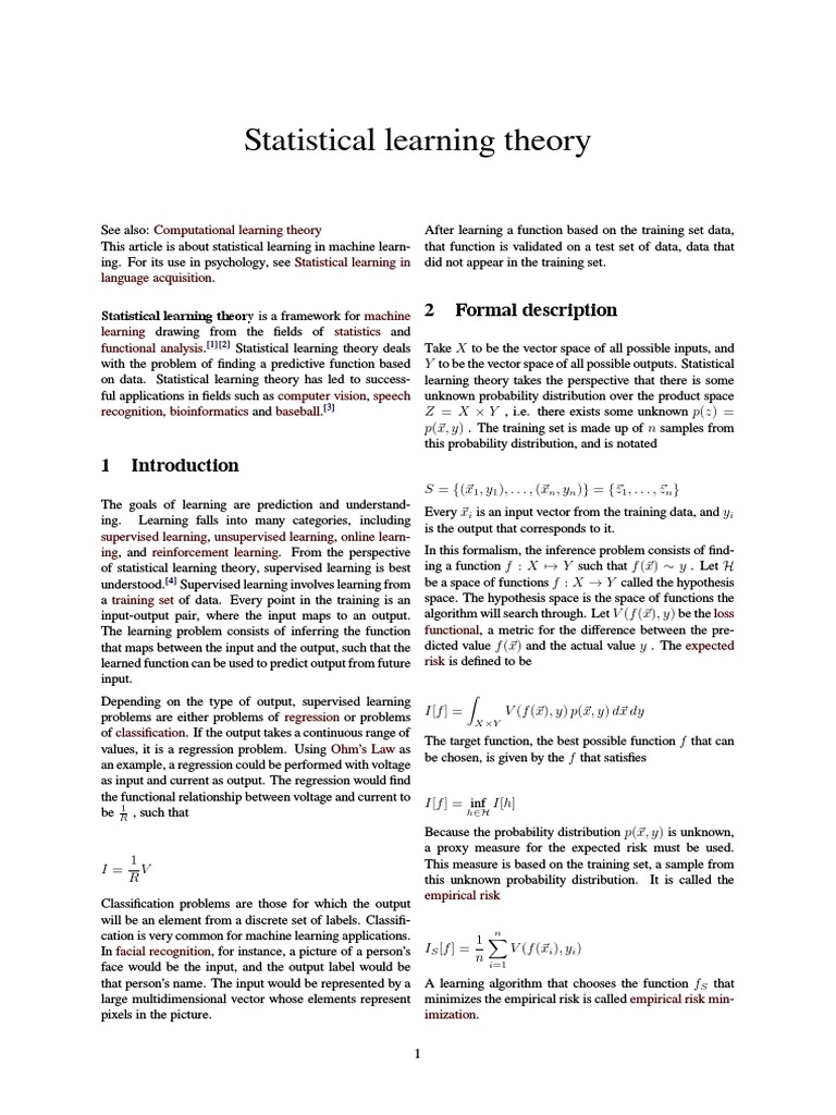 Statistical Learning Theory | Machine Learning | Loss Function