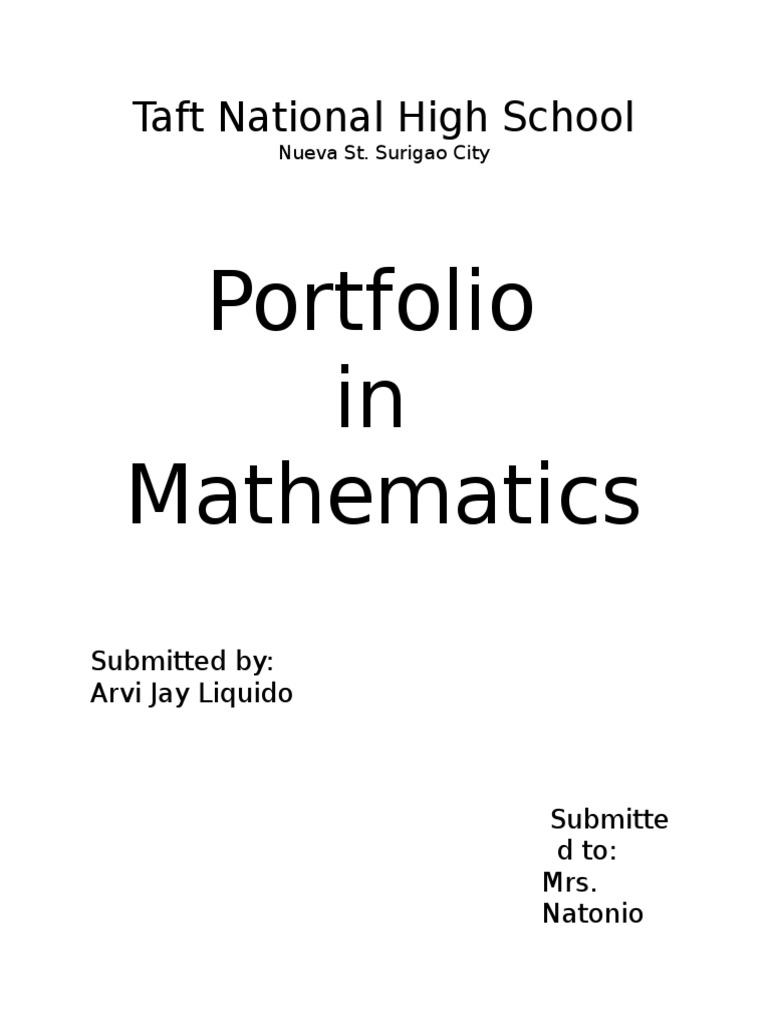 Portfolio in Mathematics: Taft National High School | PDF
