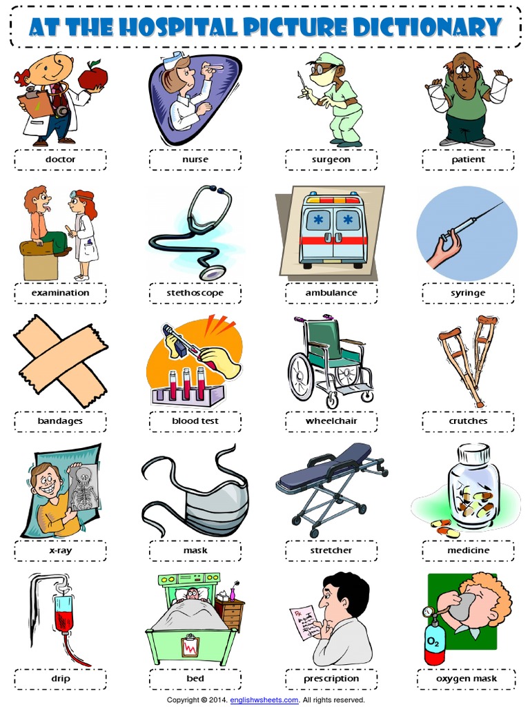 At The Hospital Esl Picture Dictionary Worksheet | PDF