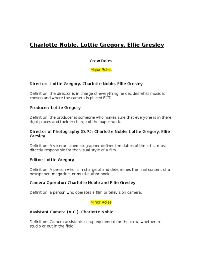 14 Crew List Template | PDF | Film Director | Filmmaking