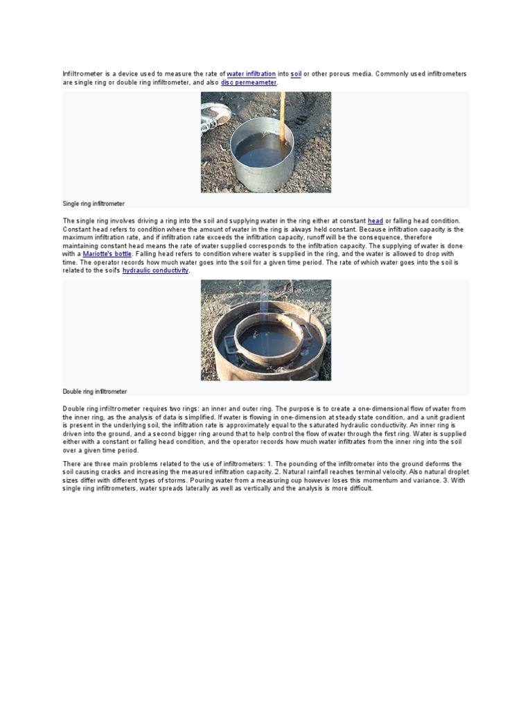 Water Infiltration Soil Disc Permeameter: Infiltrometer Is A Device ...
