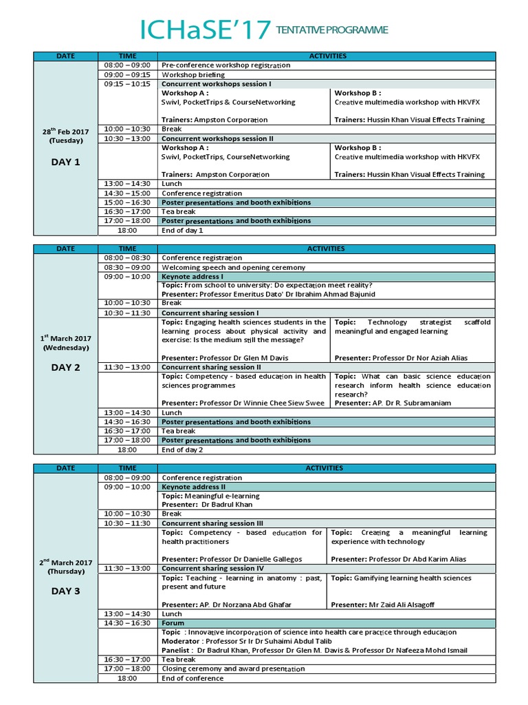 Final Ichase17 Tentative Programme | PDF | Science & Mathematics