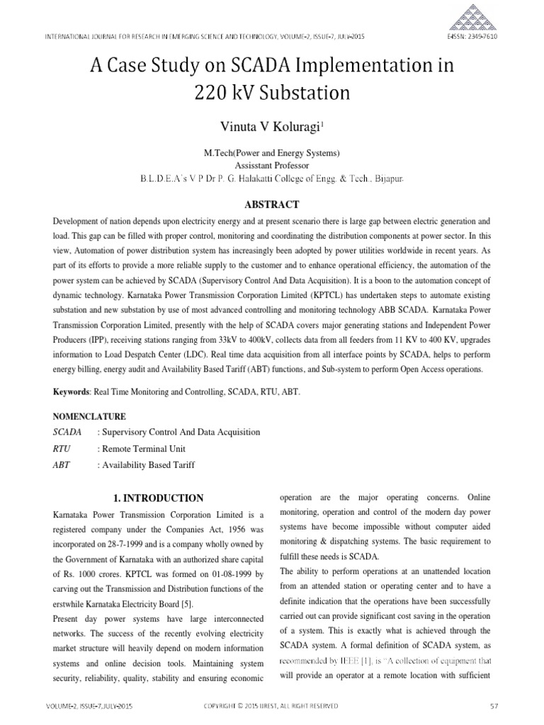 A Case Study On SCADA Implementation in 220 KV Substation | PDF | Electrical Substation | Scada