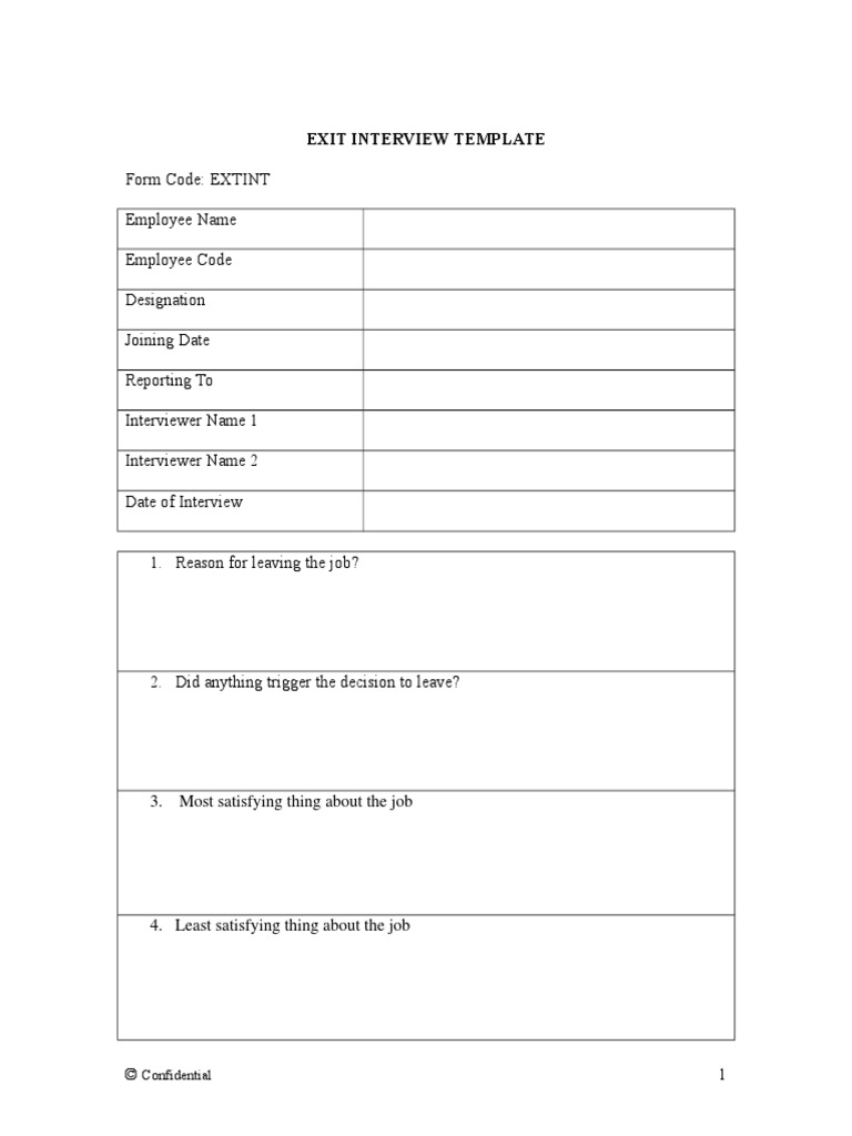 Exit Interview Template | PDF | Career & Growth | Self-Improvement