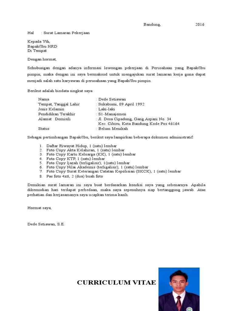 Surat Lamaran Kerja | PDF