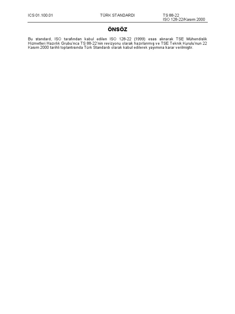 TS 88 22 ISO 128-22-2000 Teknik Resim- Bölüm22 | PDF