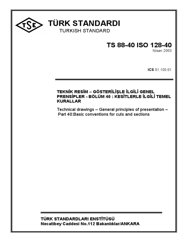 TS 88 40 ISO 128-40-2003 Teknik Resim - Bölüm40 | PDF