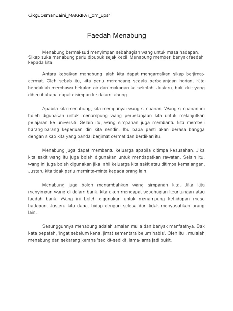 Faedah Menabung Pdf