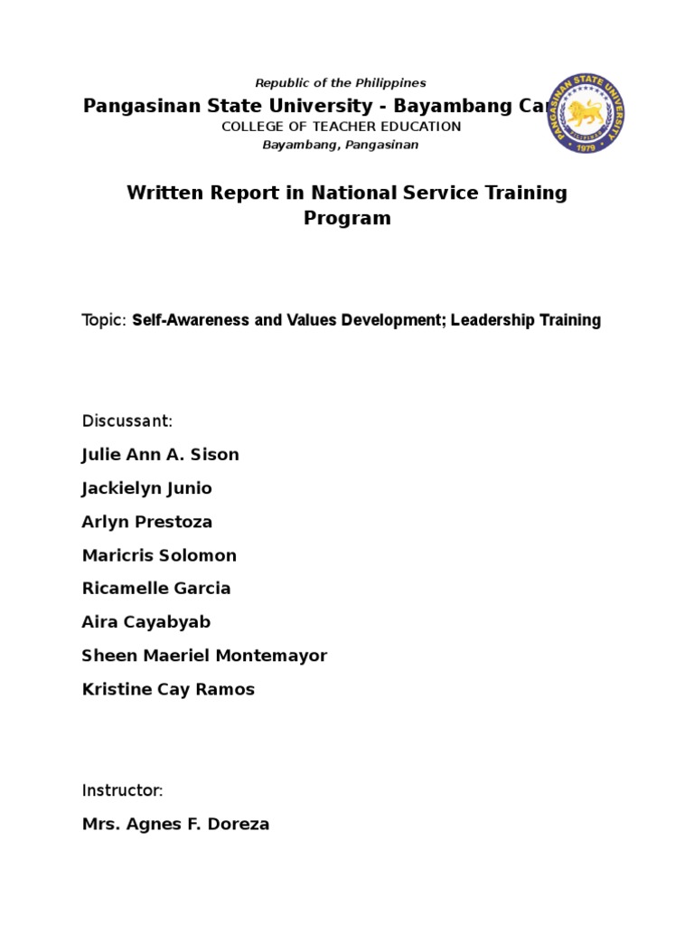 NSTP Report | Leadership | Leadership & Mentoring