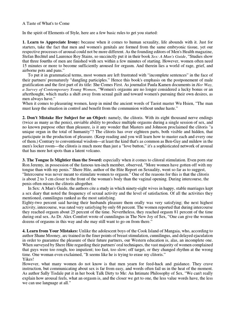 She Comes First Summary | PDF | Clitoris | Sexual Intercourse
