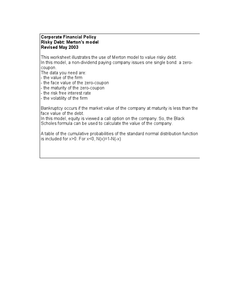 Merton Model Practice | PDF | Black–Scholes Model | Financial Economics