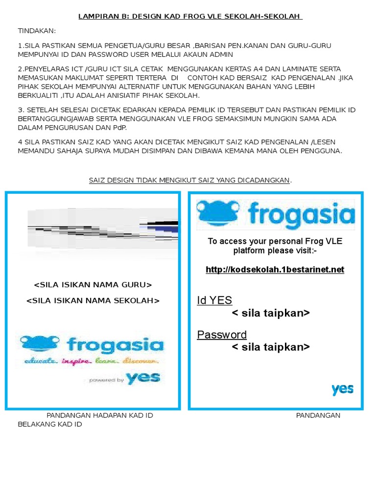 Design Kad Id Vle Frog Guru Dan Murid | PDF | Karier & Perkembangan ...