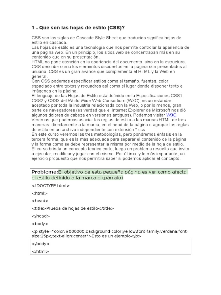 CSS - Ejercicios | PDF | Hojas de estilo en cascada | HTML