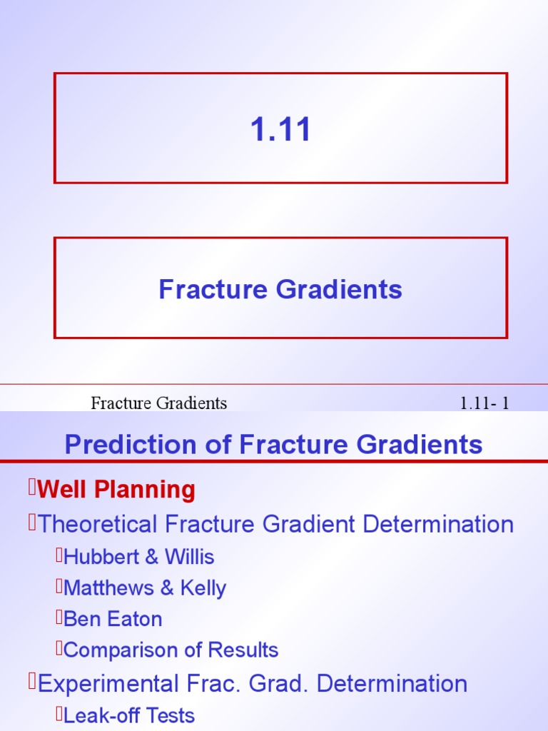 1.11 Fracture Gradients | PDF | Casing (Borehole) | Pressure