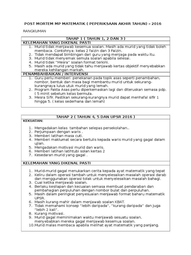 Post Mortem MP Matematik | PDF