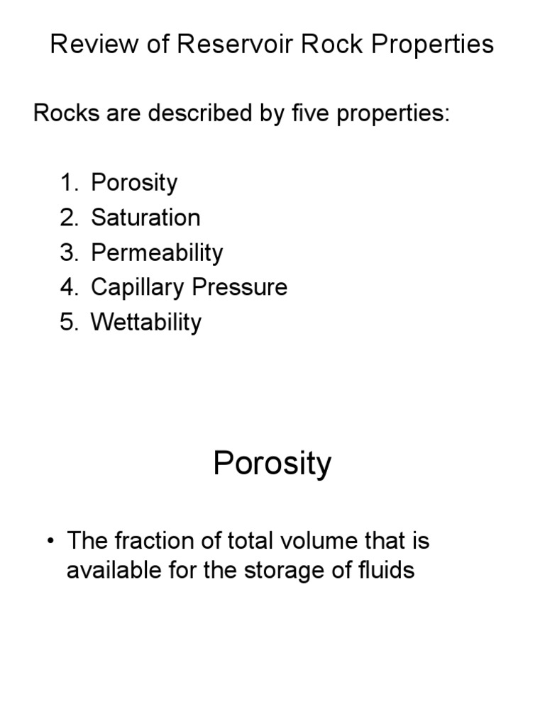 331129057-Review-of-Reservoir-Rock-Properties (1).pdf | Porosity ...