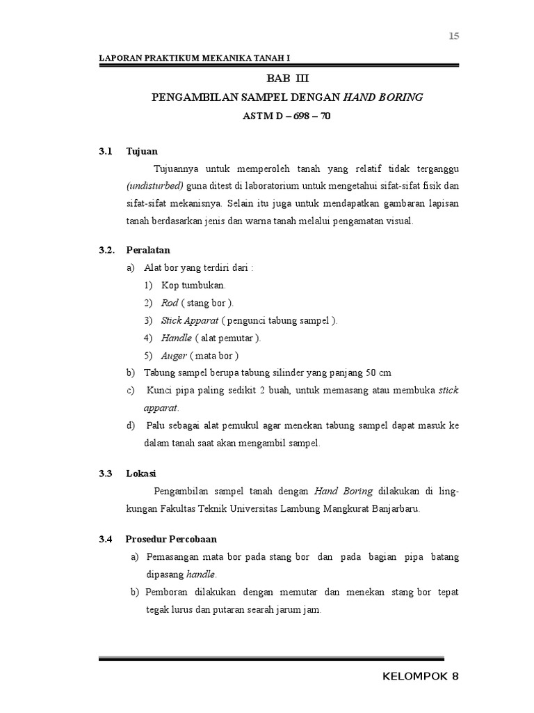 Bab 3 Pengambilan Sampel Dengan Hand Boring | PDF
