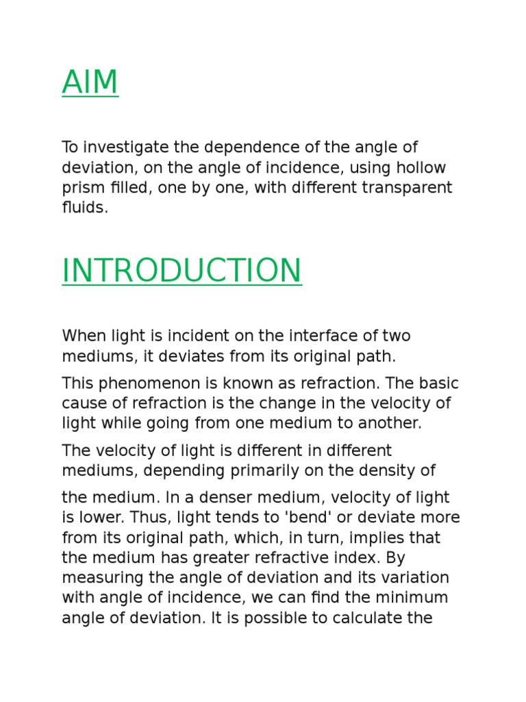Aim | PDF | Refraction | Refractive Index