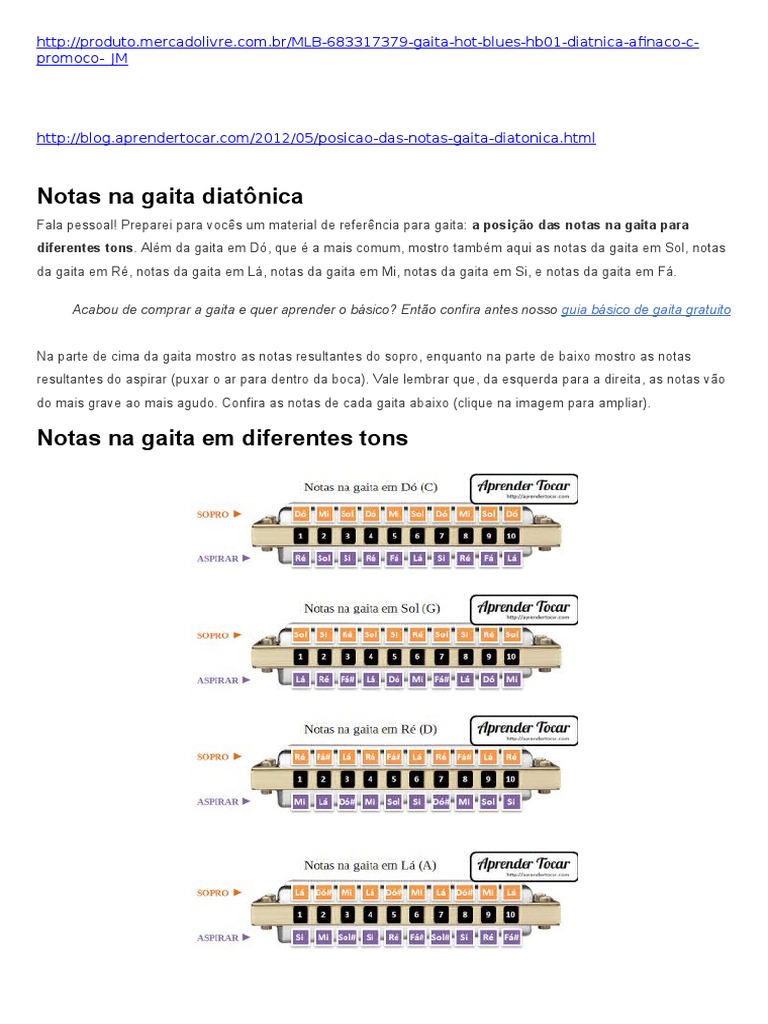 Notas Na Gaita Diatônica | Gaita de Boca | Acorde (Música)