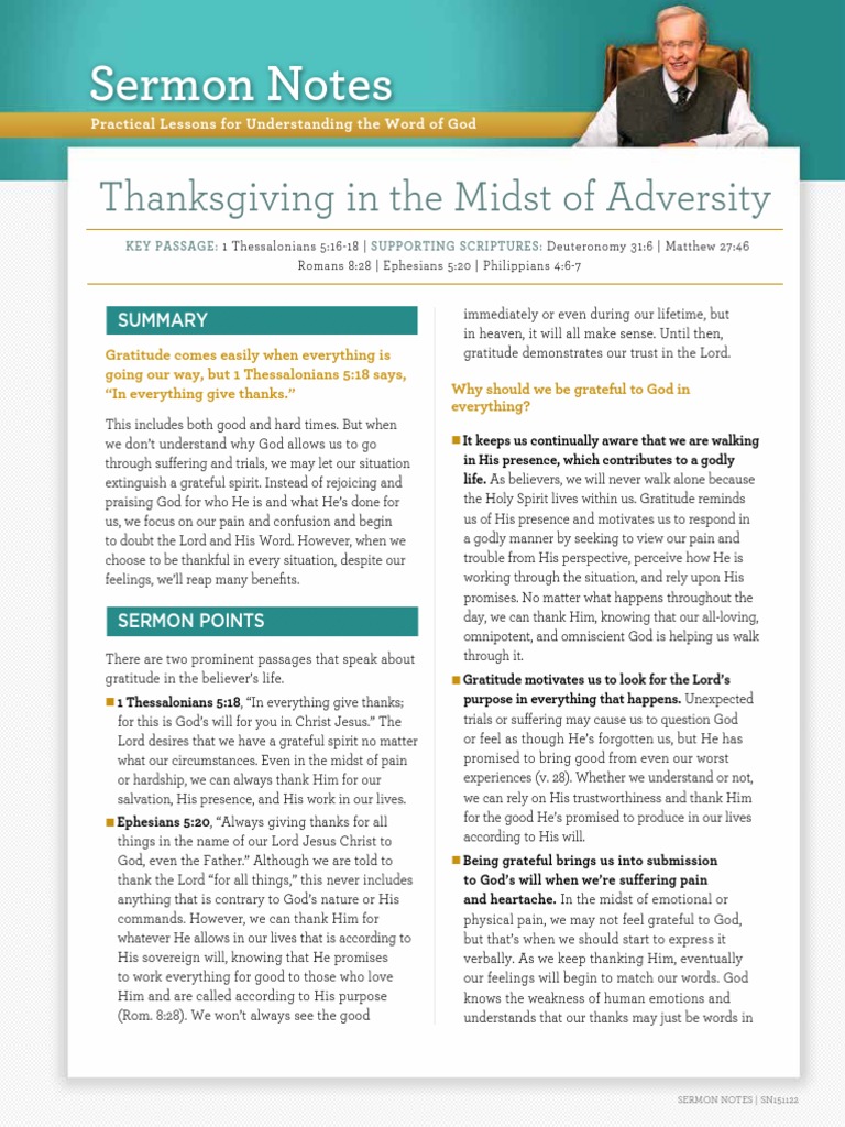Thanksgiving in The Midst of Adversity | PDF | Gratitude | Sermon