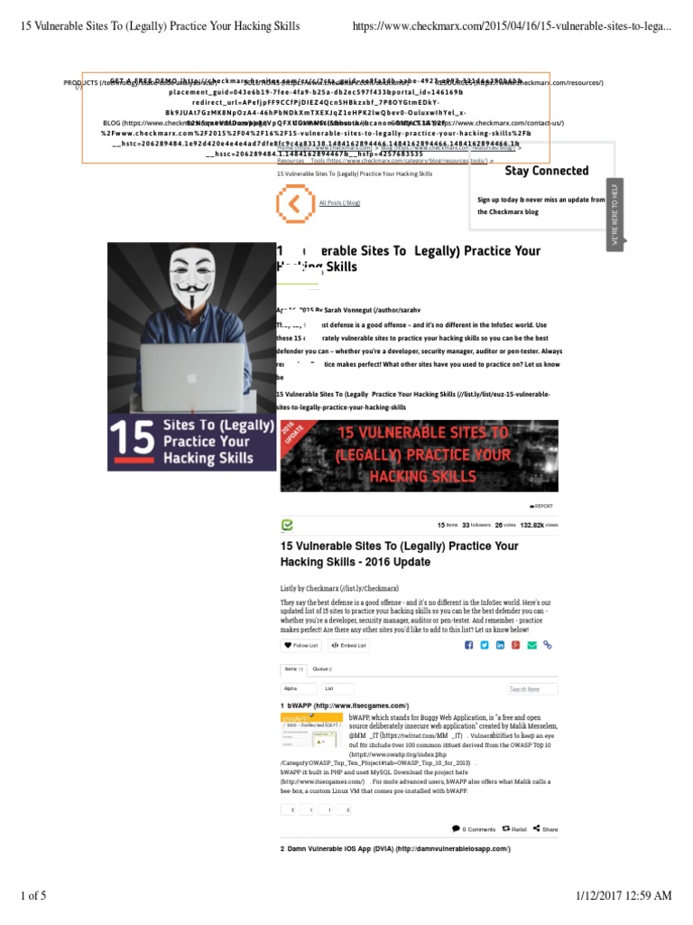 15 Vulnerable Sites To (Legally) Practice Your Hacking Skills | PDF ...