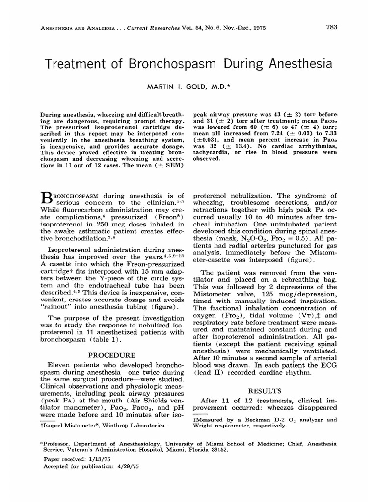 Treatment of Bronchospasm During Anesthesia .28 | Anesthesia | Asthma ...